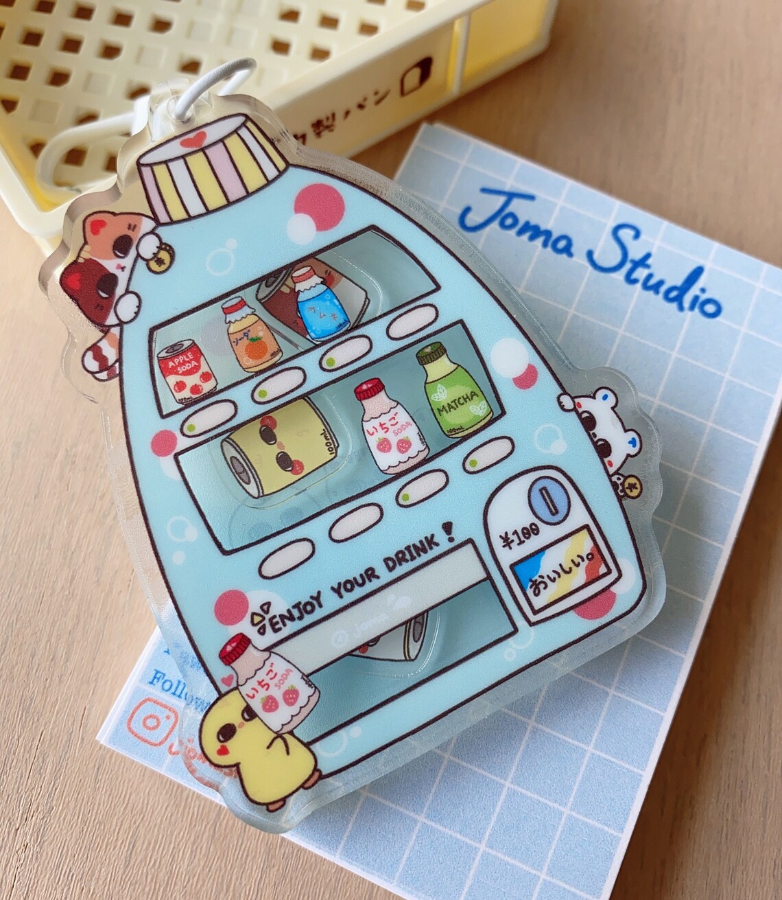 Kawaii Vending Machine Keychain | Mochi Cat & Friends Acrylic Shaker ...