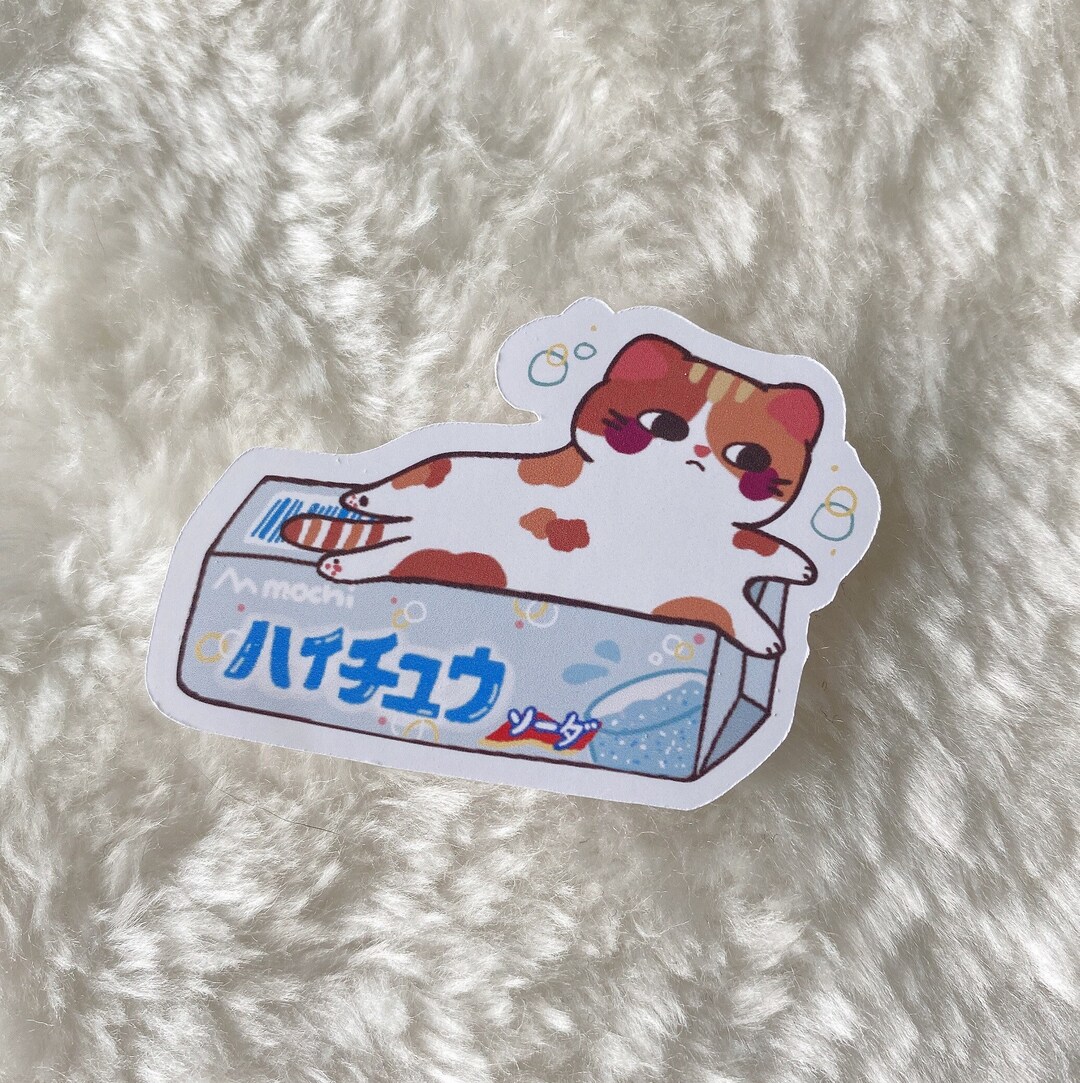 Mochi Cat Soda Hi-chew Candy Sticker Kawaii Bujo Stickers Cute Gifts ...