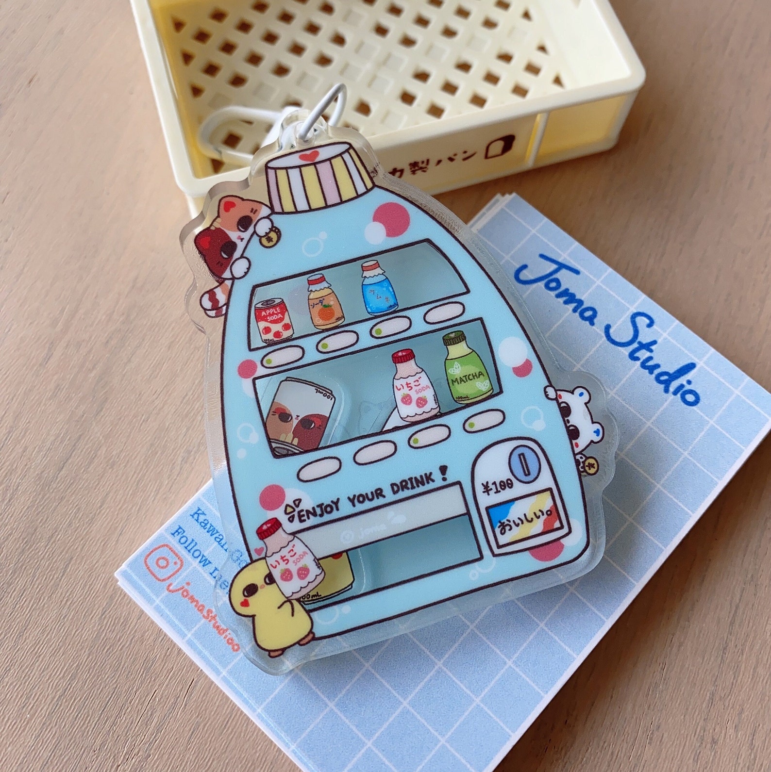 Kawaii Vending Machine Keychain | Mochi Cat & Friends Acrylic Shaker ...