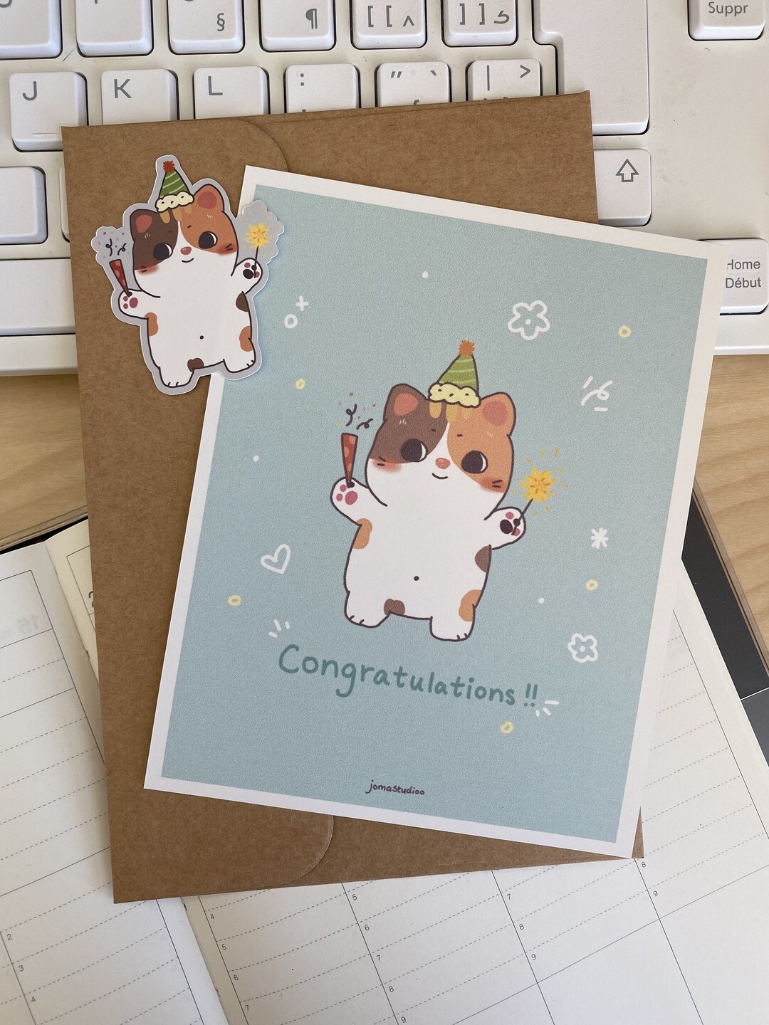 Congratulations Card Congrats Card and Sticker Combo Cute Greeting Card ...