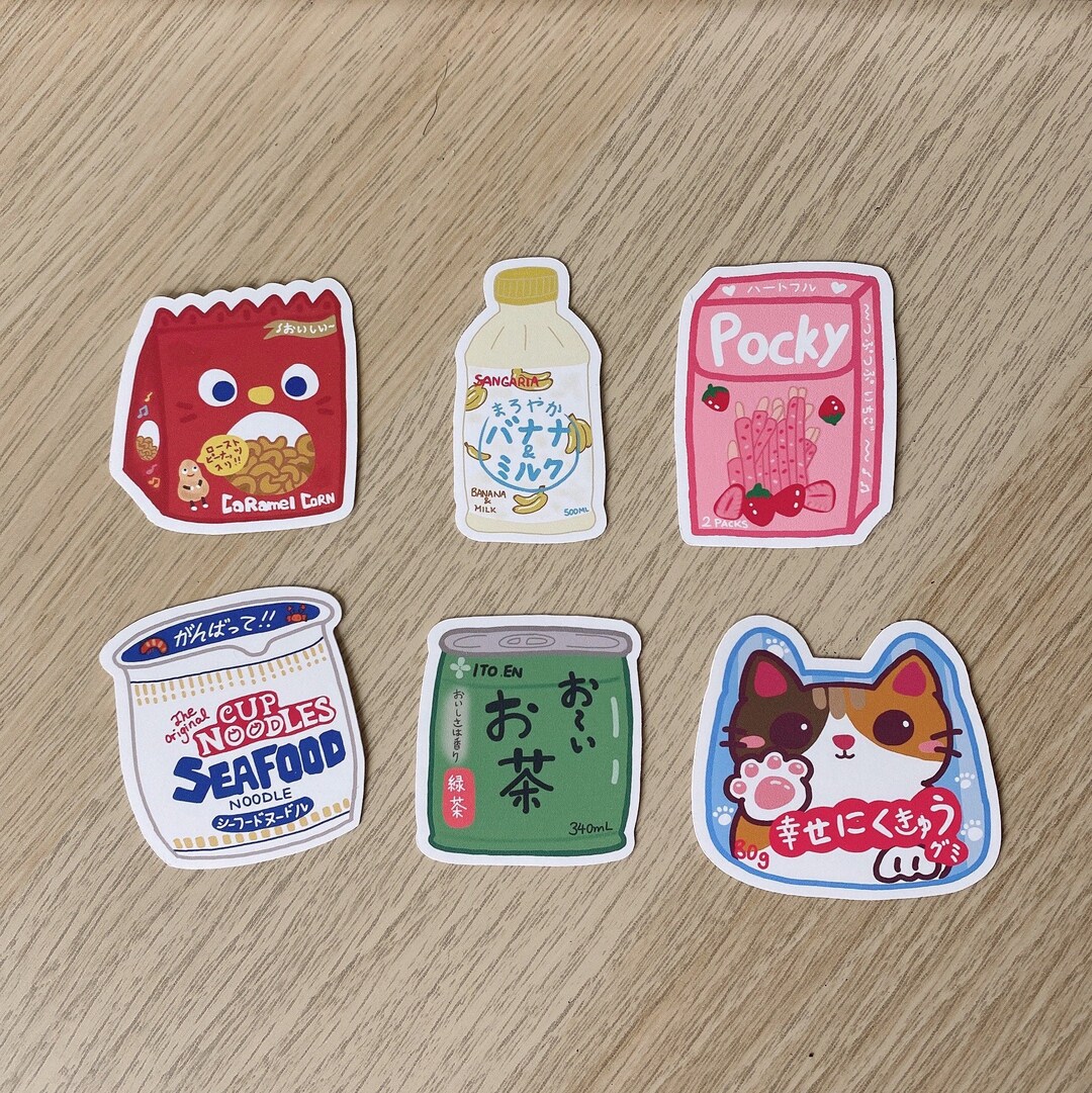 Cute Kawaii Asian Snacks Stickers Pack Handmade, Aesthetic Japanese ...