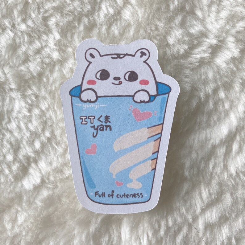White IT Kuma Yan Yan Cup Sticker Chocolate Snack Stickers - Etsy