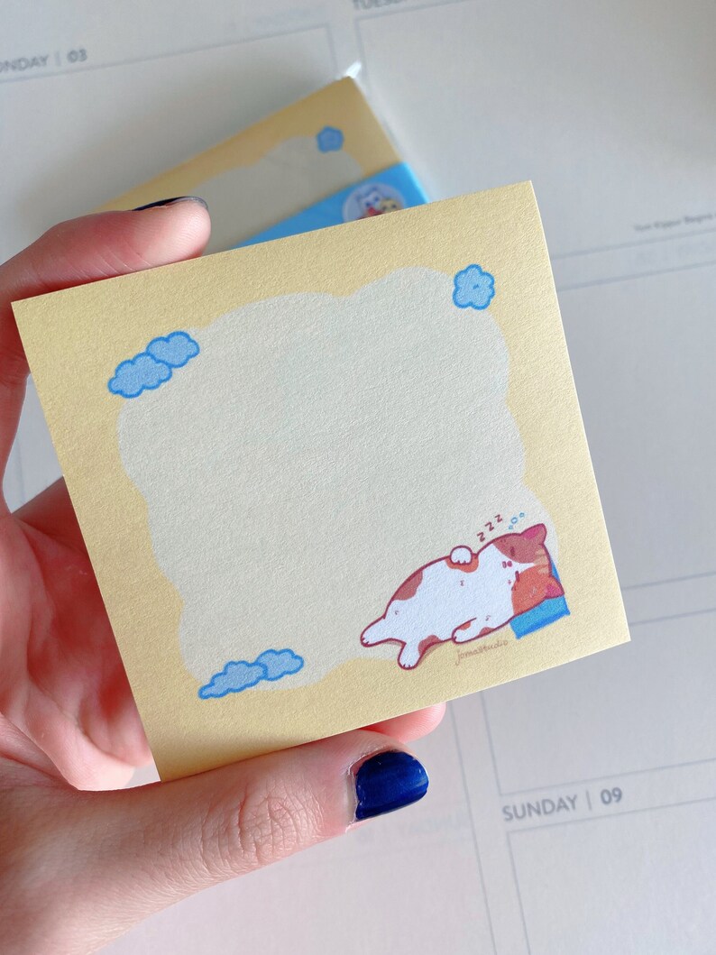 Sleepy Mochi Cat Post-it Note Pads Kawaii Pastel Yellow - Etsy