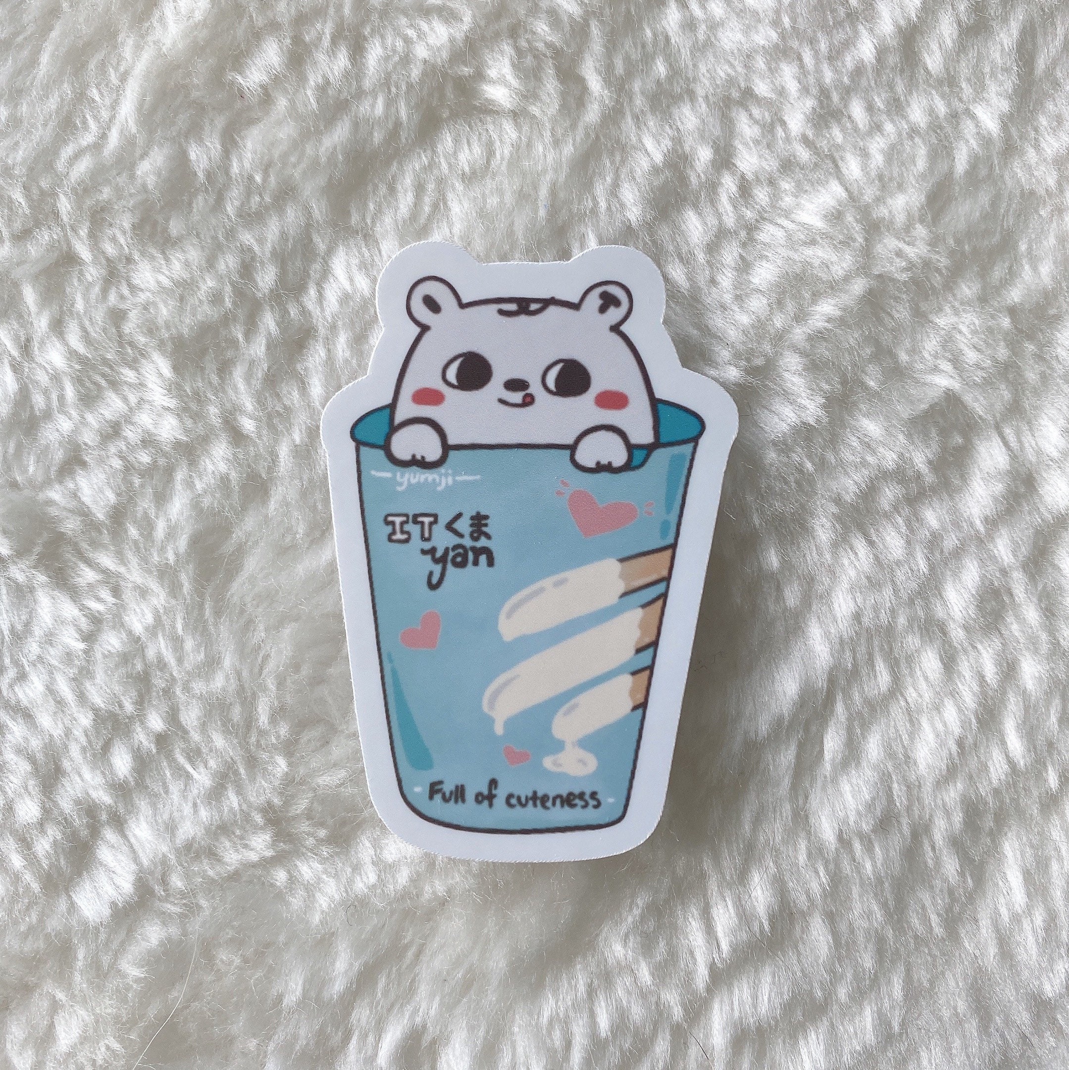 White IT Kuma Yan Yan Cup Sticker Chocolate Snack Stickers - Etsy