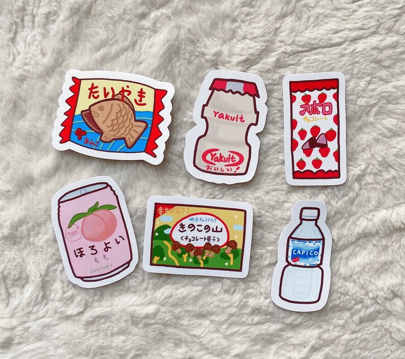 Cute Kawaii Asian Snacks Stickers Pack Handmade Die Cut | Etsy