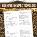 Beehive Inspection Log printable Digital Download - Etsy