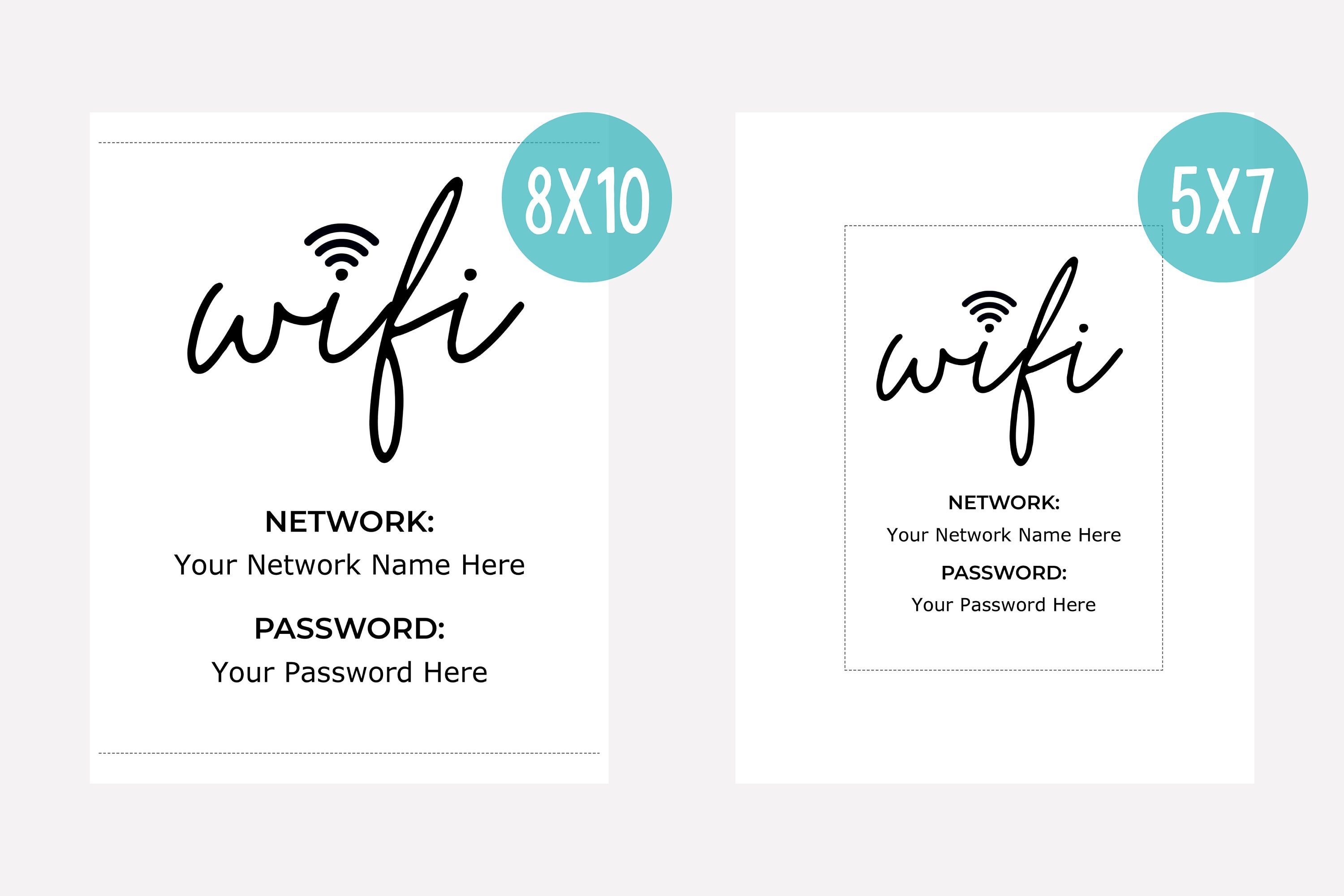 Wifi Sign, Customizable, Instant Download, Printable Digital Download ...