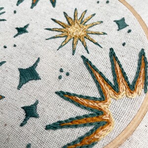 Hand Embroidered Stars Design. Hand Stitched Star Art. Embroidery Hoop ...