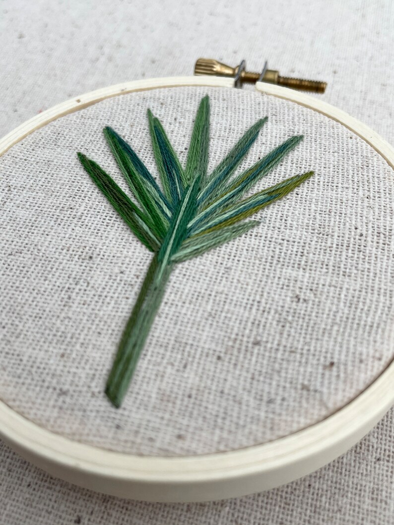 Hand Embroidered Leaf. Palm Leaf Art. Leaf Embroidery. Jungle Leaves ...