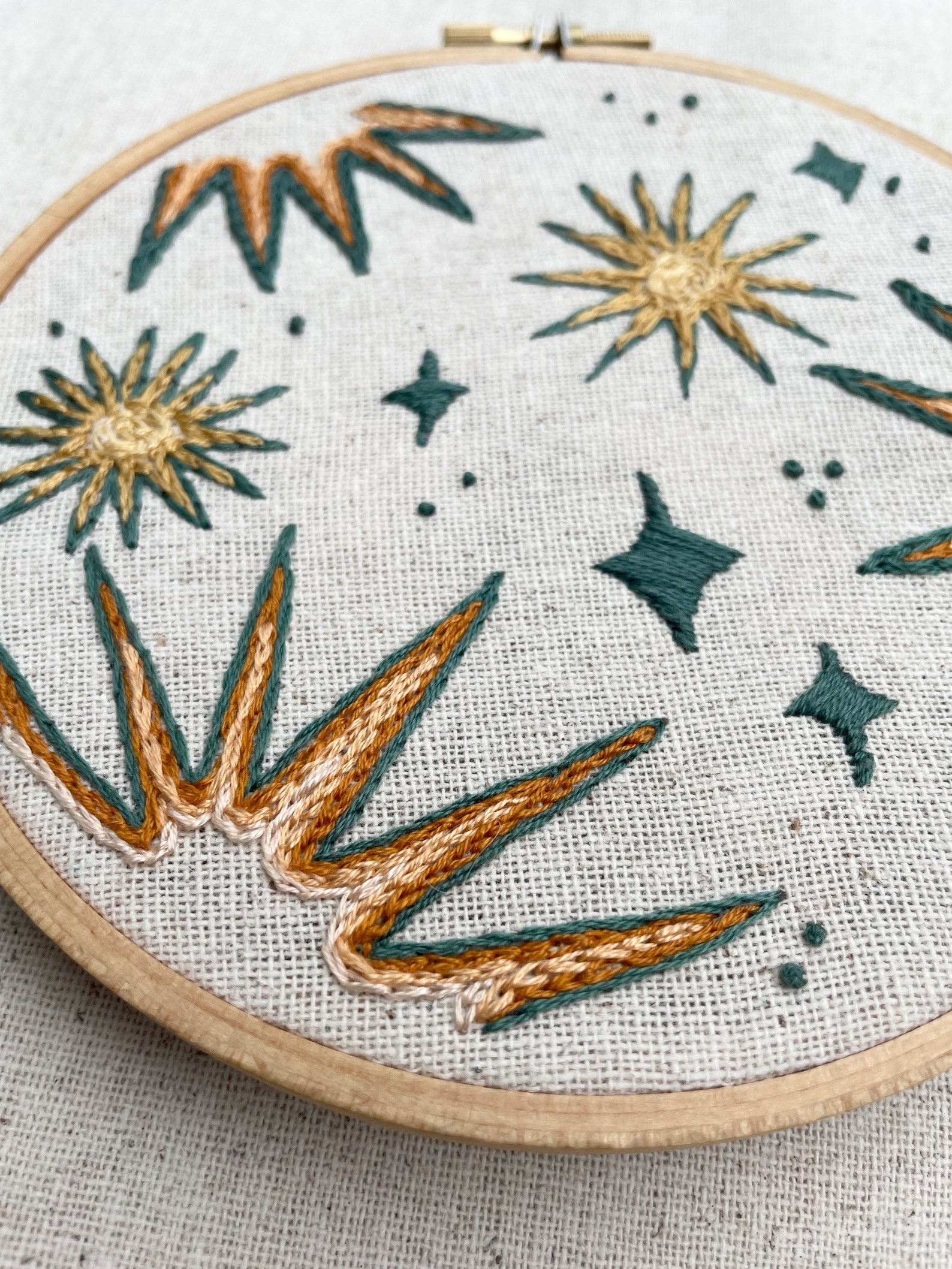 Hand Embroidered Stars Design. Hand Stitched Star Art. Embroidery Hoop ...