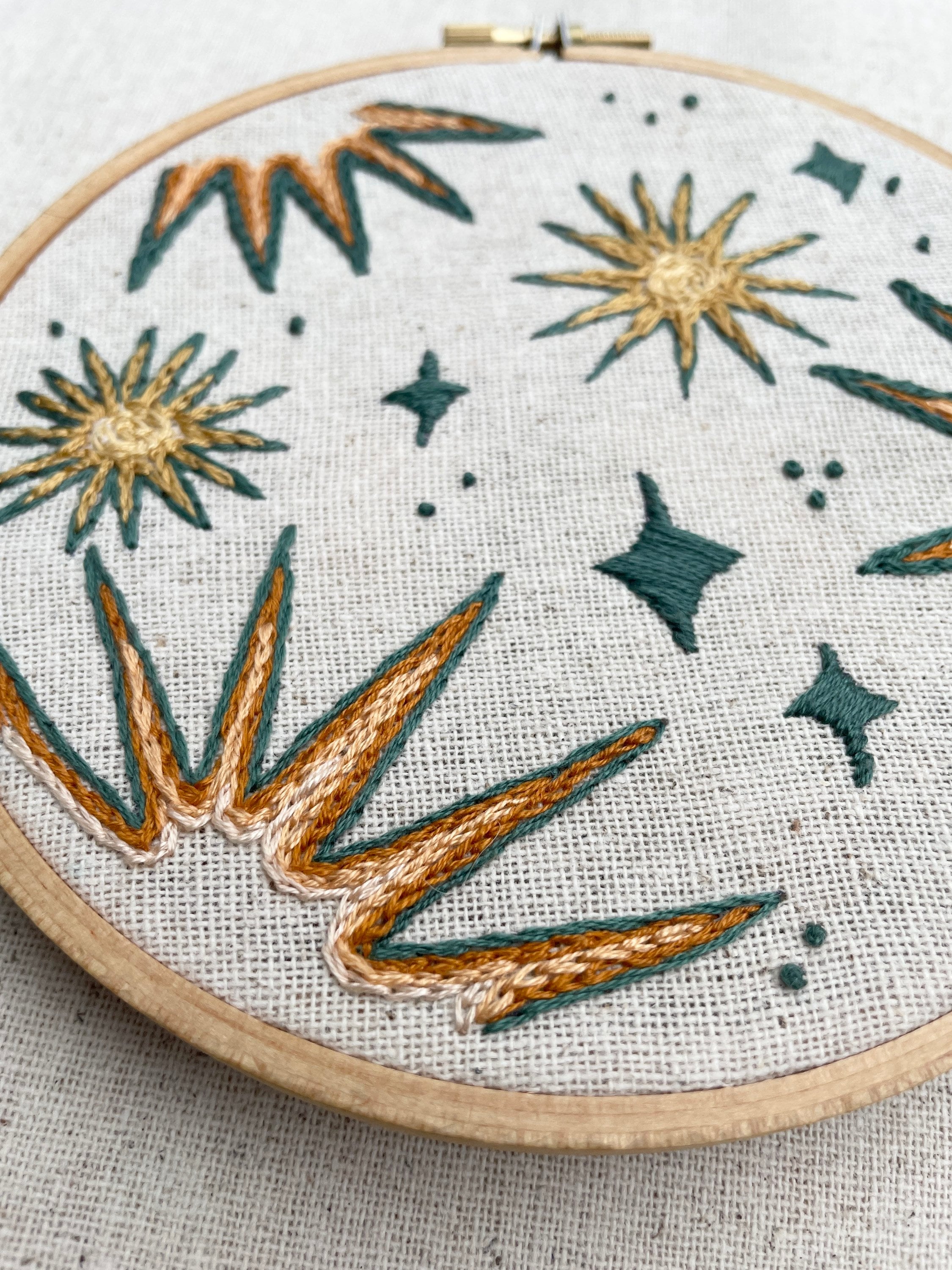Hand Embroidered Stars Design. Hand Stitched Star Art. Embroidery Hoop ...