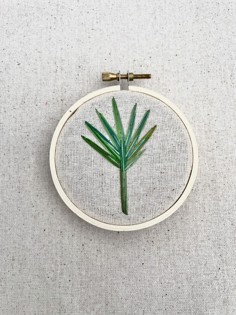 Hand Embroidered Leaf. Palm Leaf Art. Leaf Embroidery. Jungle Leaves ...