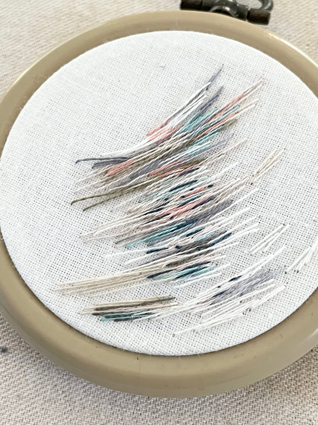 Abstract Embroidery, Thread Painting, Neutral Wall Decor, Mini ...