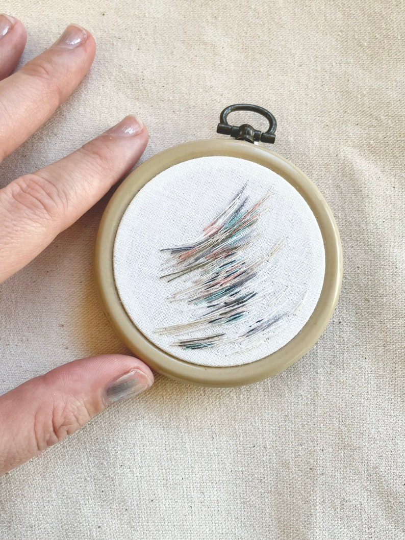 Abstract Embroidery, Thread Painting, Neutral Wall Decor, Mini ...