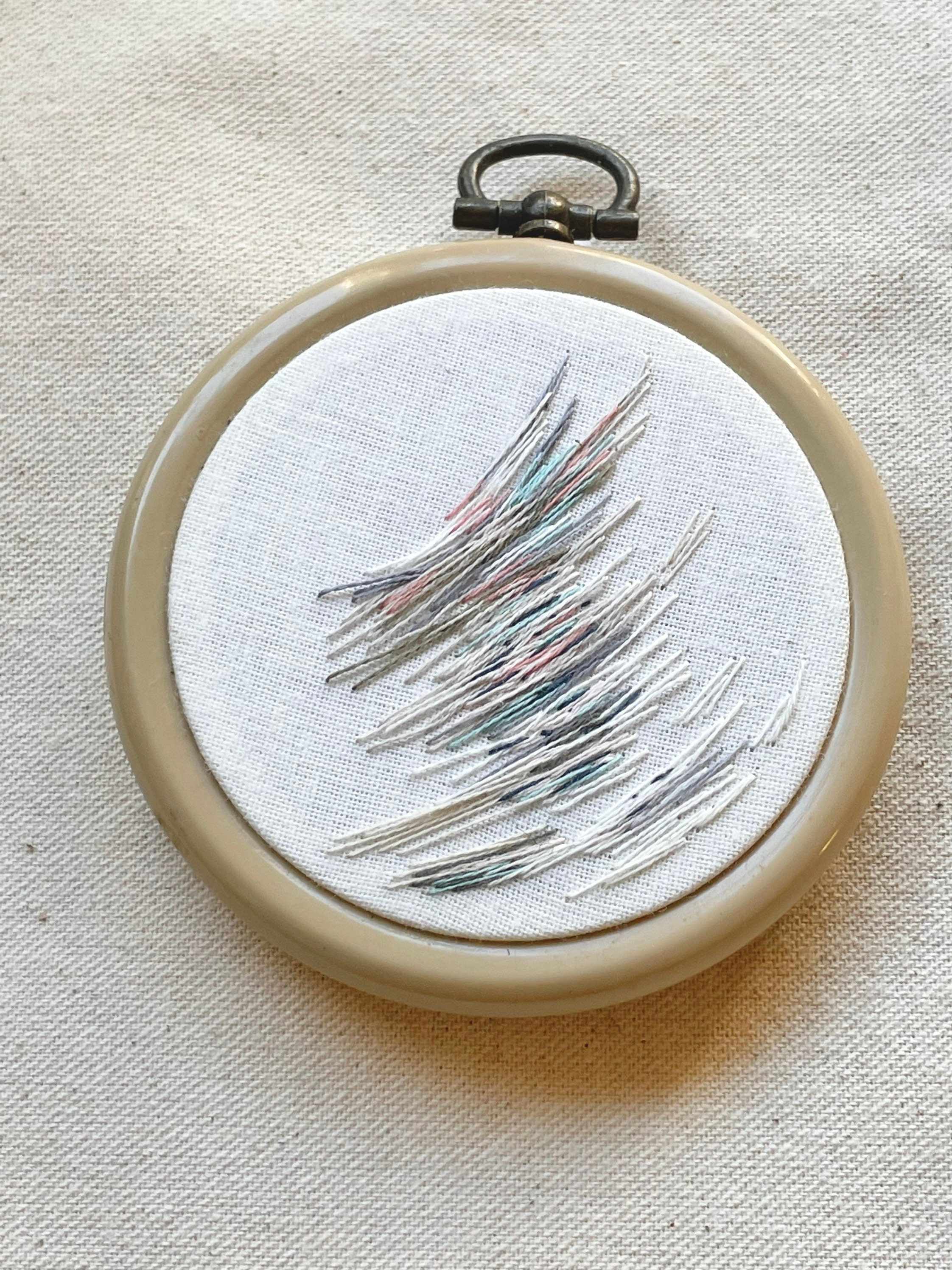 Abstract Embroidery, Thread Painting, Neutral Wall Decor, Mini ...