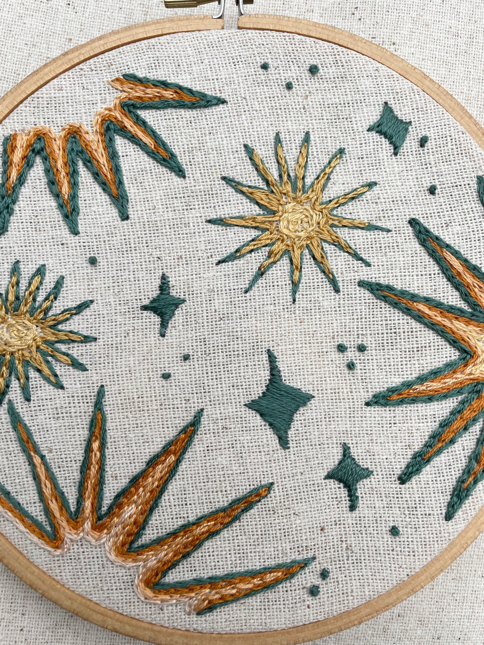 Hand Embroidered Stars Design. Hand Stitched Star Art. Embroidery Hoop ...