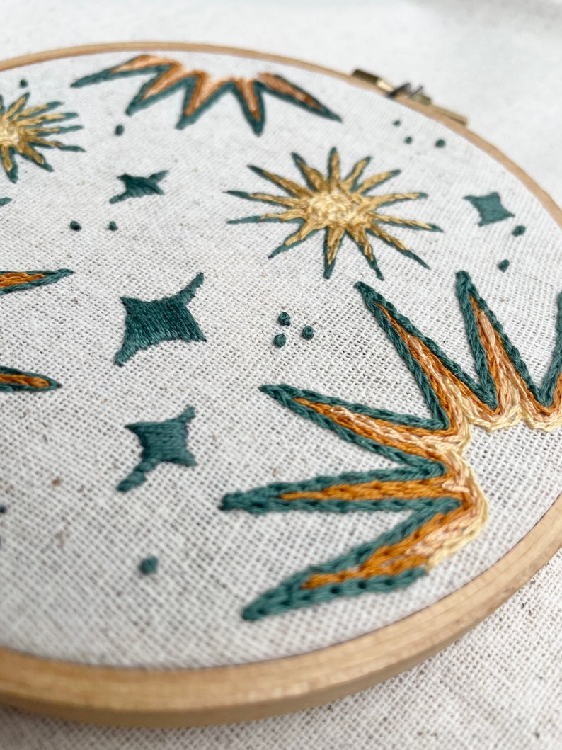 Hand Embroidered Stars Design. Hand Stitched Star Art. Embroidery Hoop ...