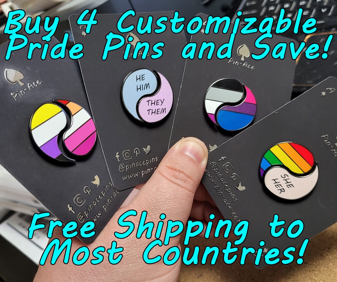 4-pack Customizable Pride Pin legacy Edition Gift LGBT Bi Lesbian Trans ...