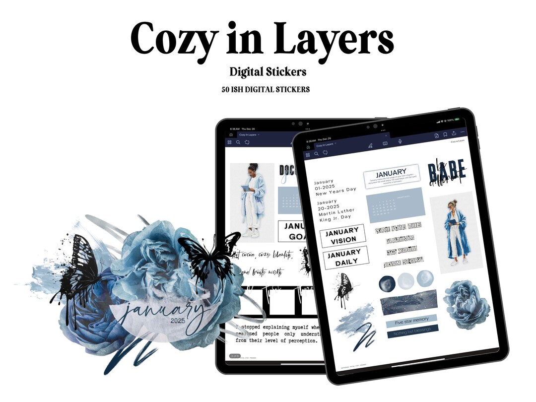 Cozy in Layers January Mood Stickers: Precropped Goodnotes Planner ...