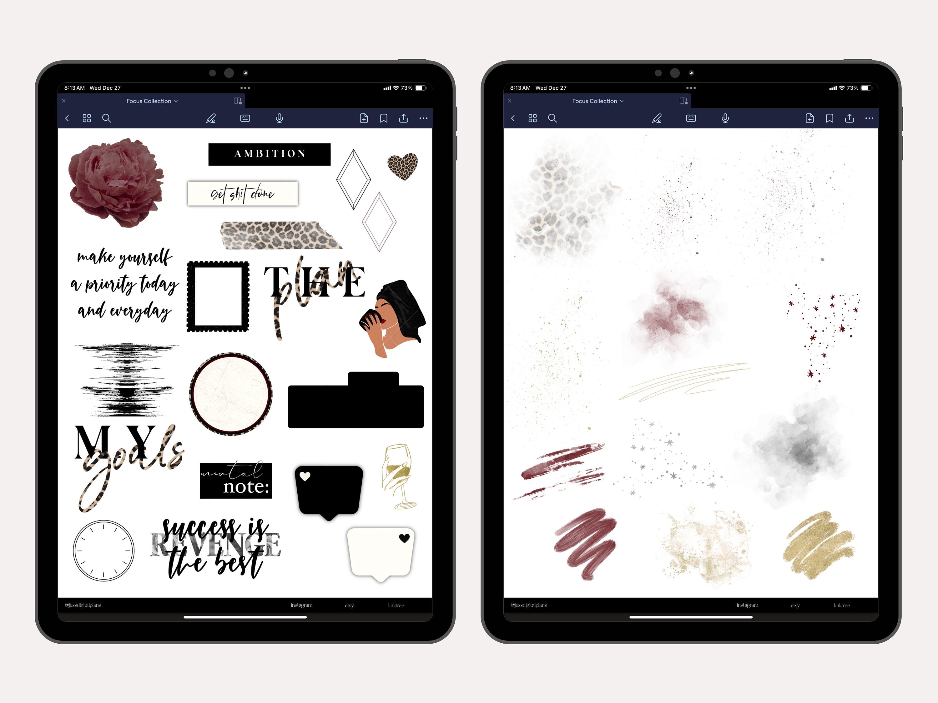 Focused Collection Goals and Intentions Stickers Goodnotes Precropped ...