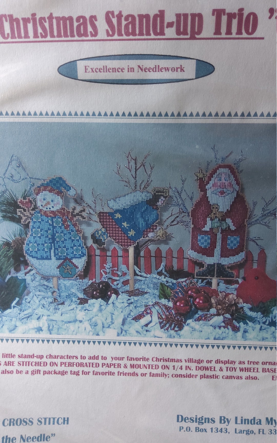 Christmas Stand up Trio by Linda Myers Cross Stitch Pattern - Etsy