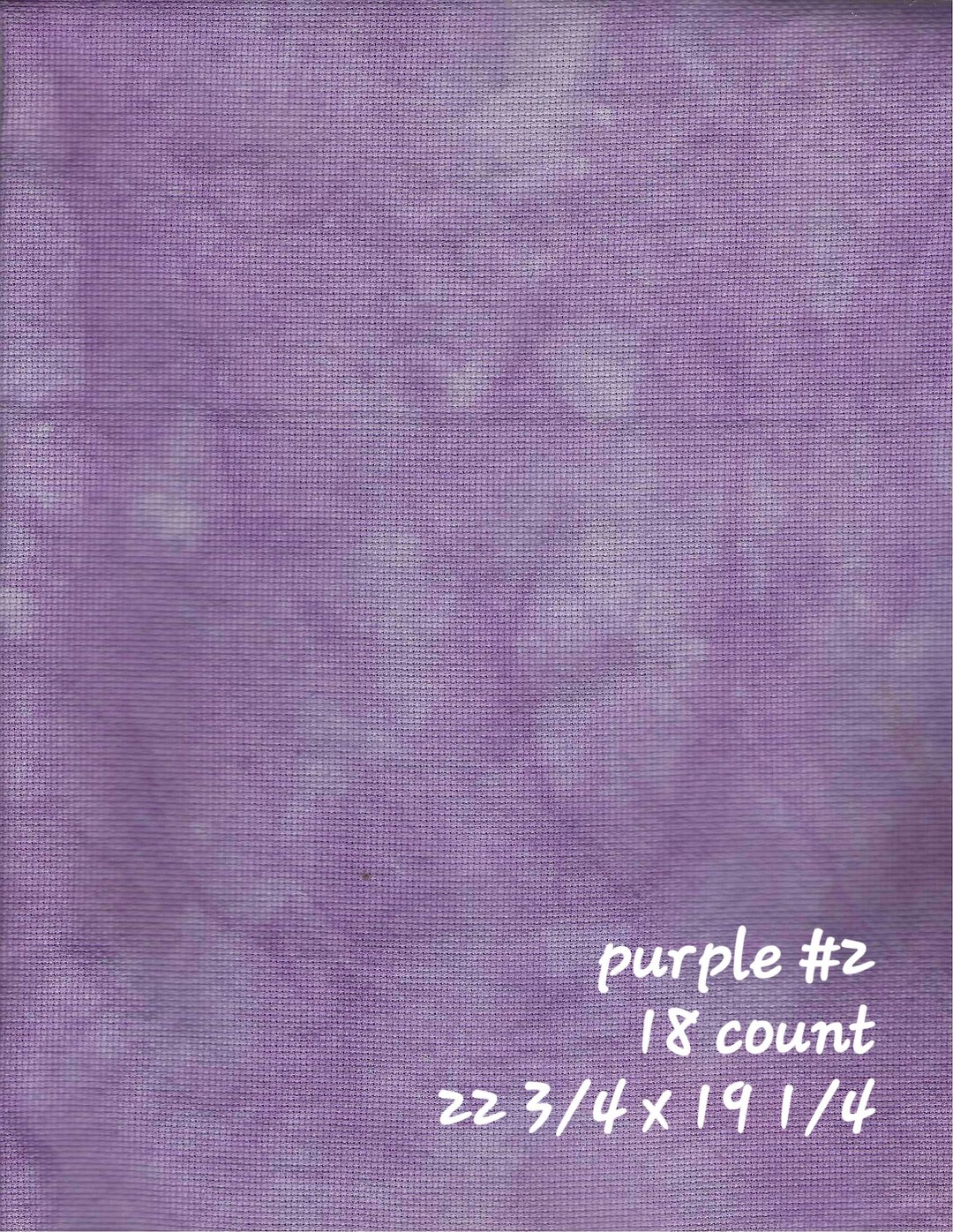 18 Count Purple 2 Hand Dyed Aida Fabric 22 3/4 X 19 1/4 Cross Stitch ...