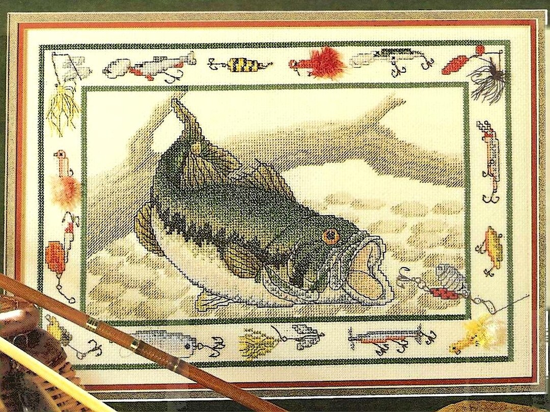 Stitchworld Fisherman's Dream Large Mouth Bass Cross Stitch Pattern - Etsy