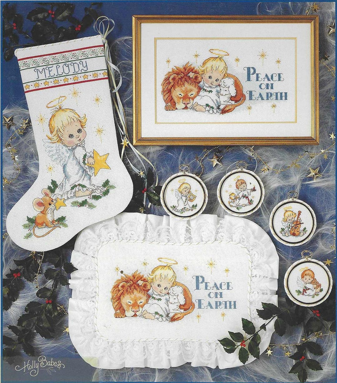 Dimensions Holly Angels Stockings and Ornaments Cross Stitch Pattern by ...