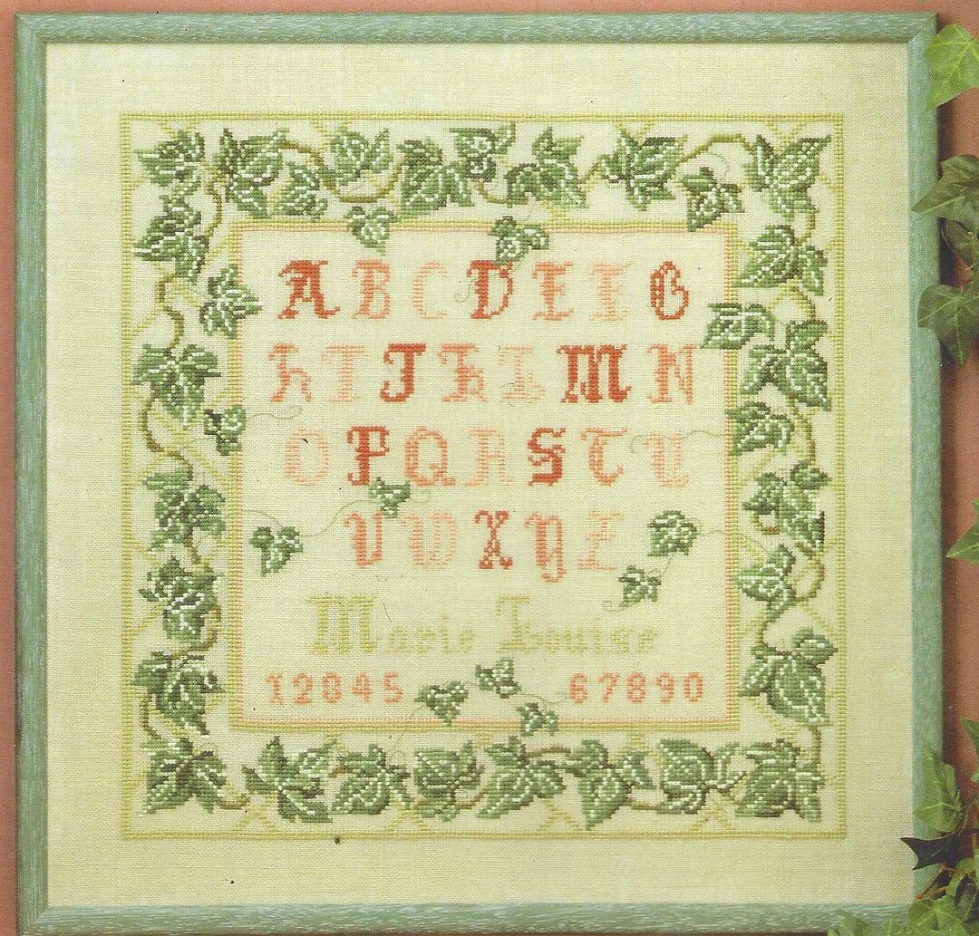 Letters in Hedera Sampler Cross Stitch Pattern 155161 - Permin of ...