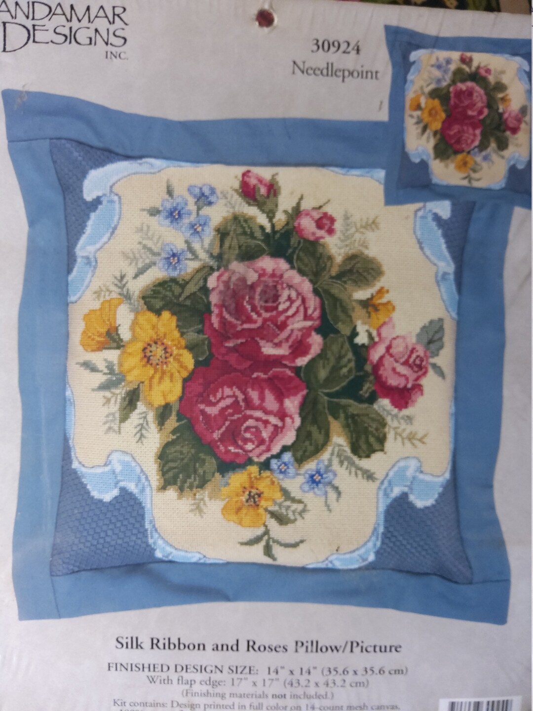 Candamar Designs Silk Ribbon and Roses Needlepoint Kit - Etsy