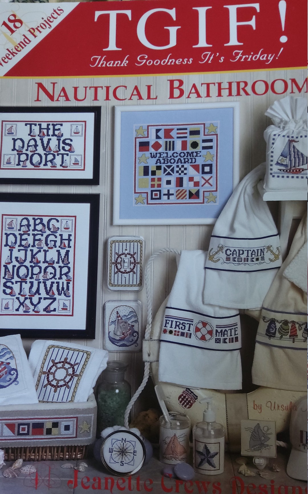Sale Jeanette Crews TGIF Nautical Bathroom Cross Stitch Pattern OOP - Etsy