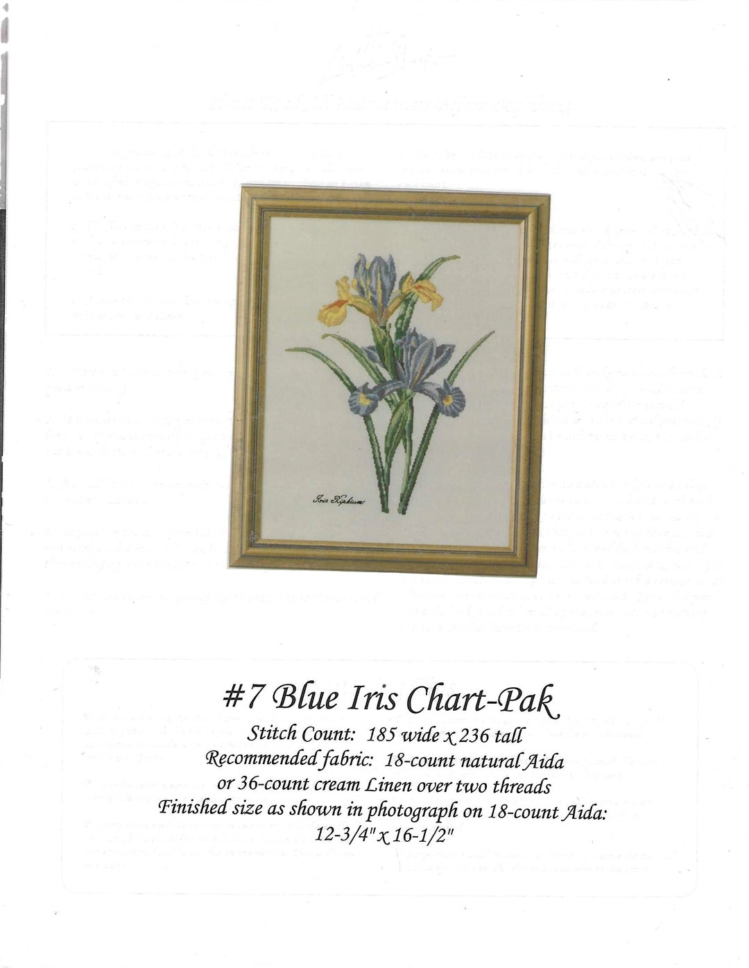 The Lilac Studio Blue Iris by Cindy Rice Cross Stitch OOP HTF - Etsy