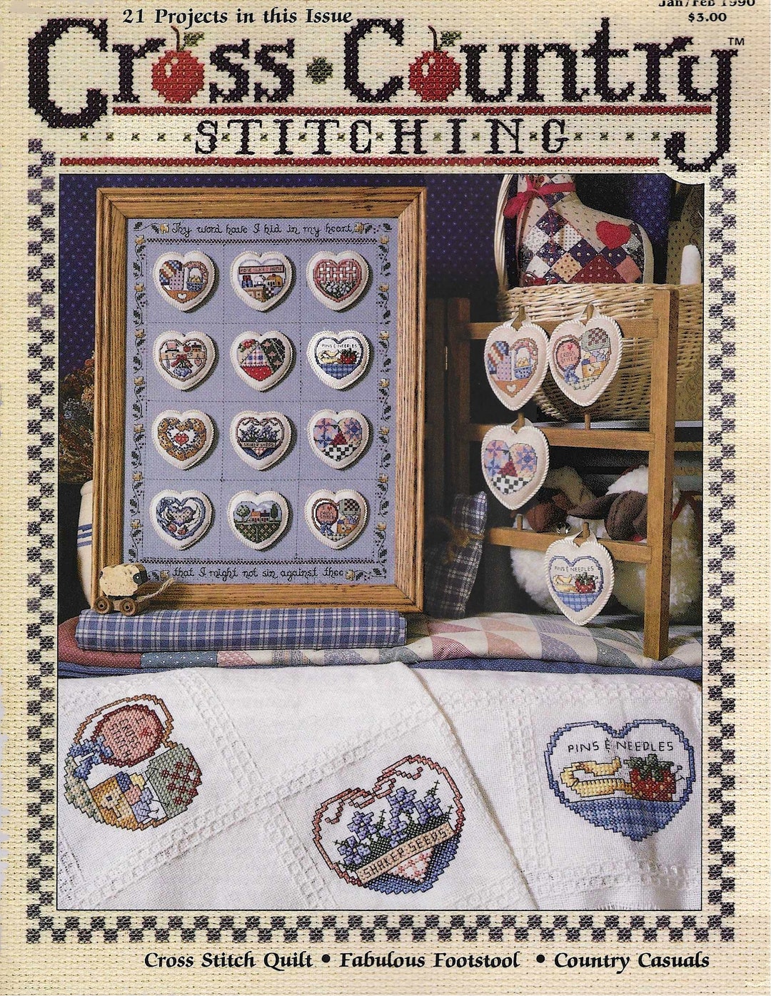 Cross Country Stitching Jan/feb 1990 Cross Stitch Magazine OOP - Etsy