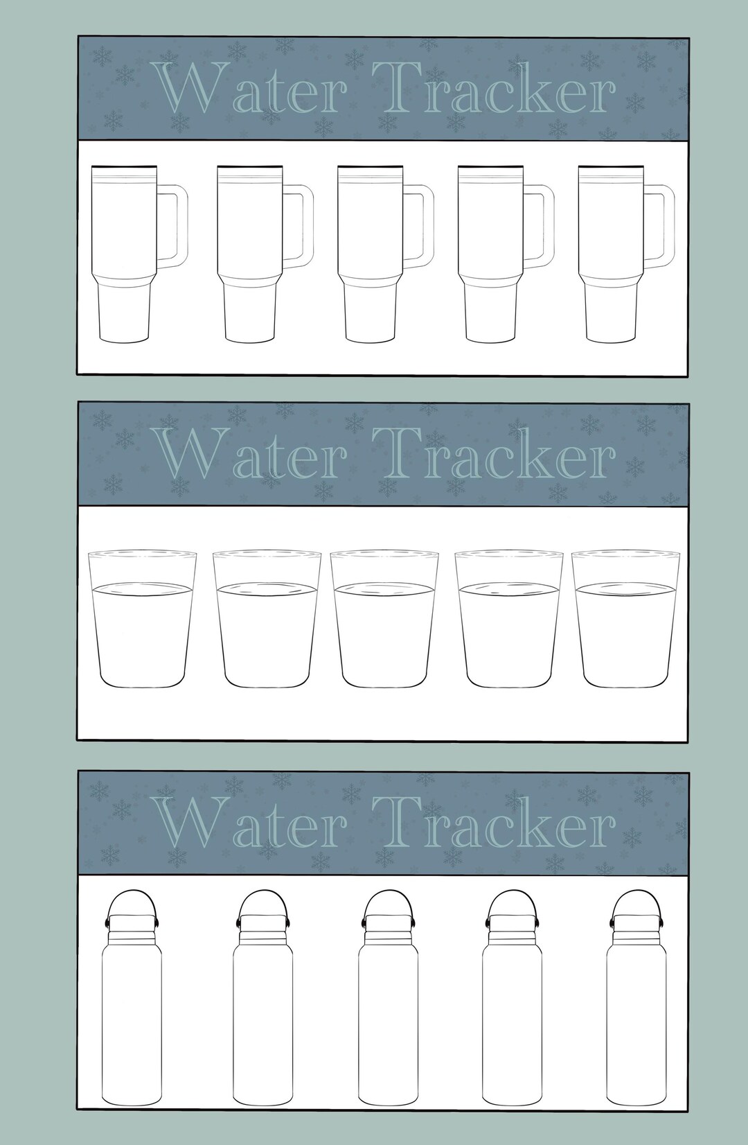 Winter Water Tracker Digital Planner Stickers Set - Winter Themed Daily ...