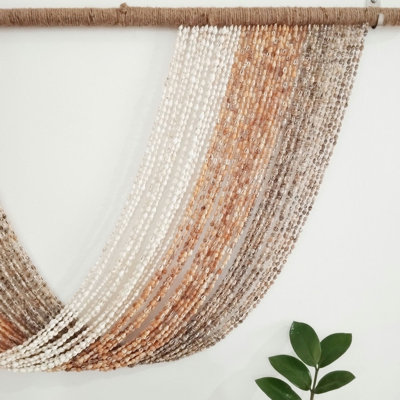 Large Boho Sea Shells Wall Hanging, Sea Shells Wall Art, Broken White ...