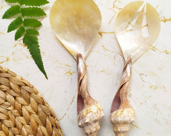 Sea Shells Serving Set, Shells Salad Spoon, Mother of Pearl Serving Set ...