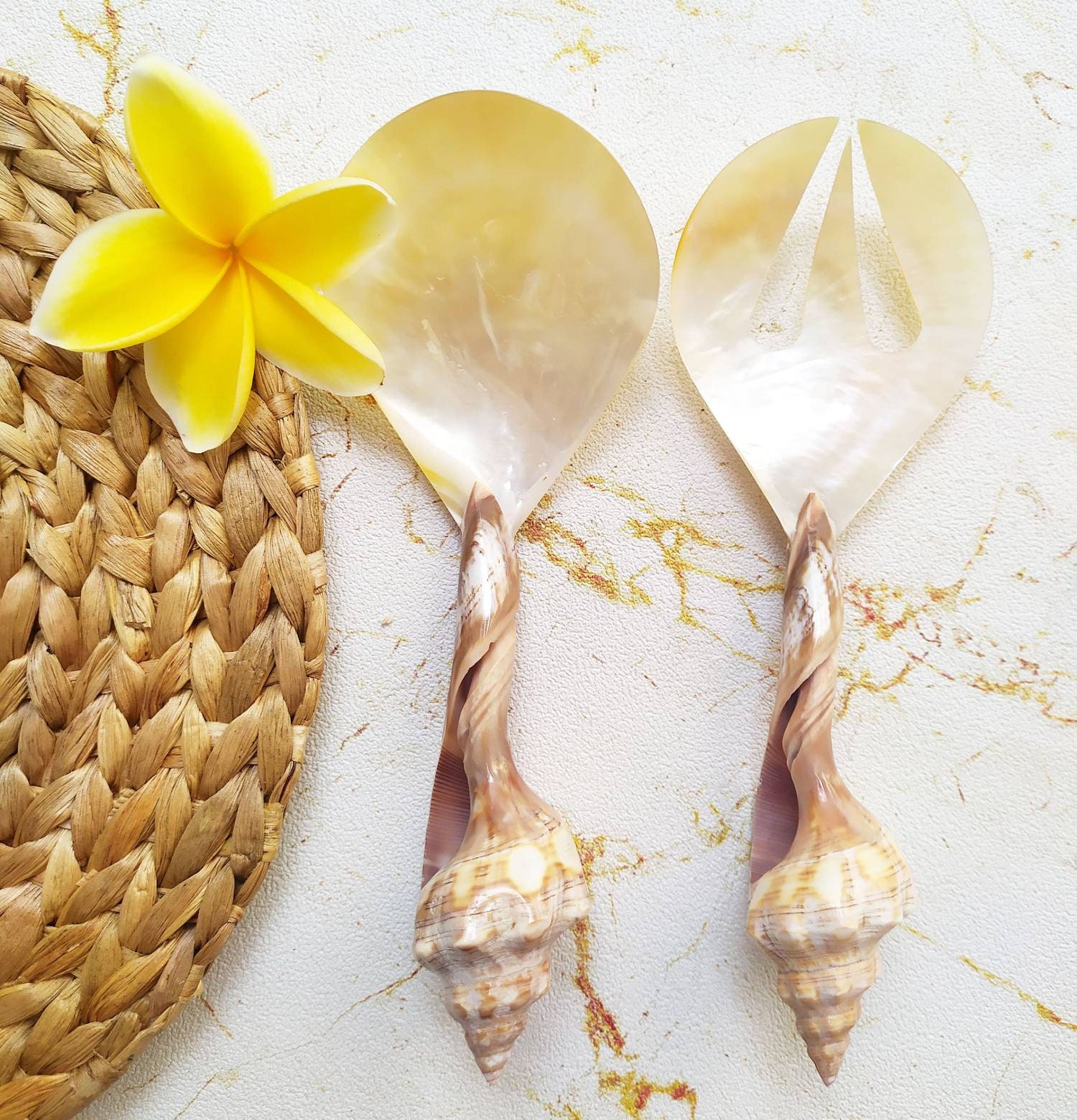 Sea Shells Serving Set Shells Salad Spoon Mother of Pearl - Etsy