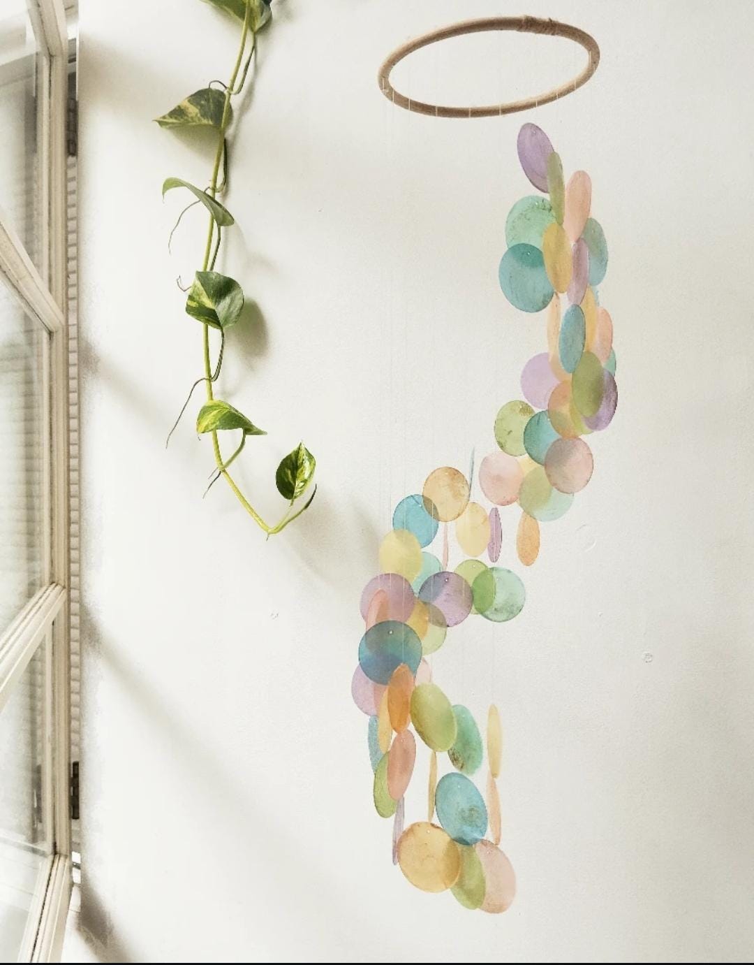 Multi Colored Capiz Shell Wind Chimes, Capiz Shell Mobile, Ocean Shell ...