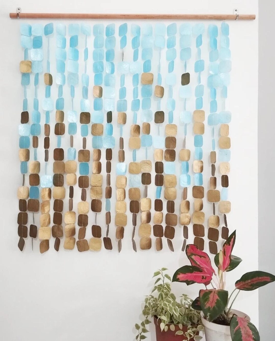 Blue Capiz Shell Wall Hanging, Seashell Mobile, Beach Home Decor ...