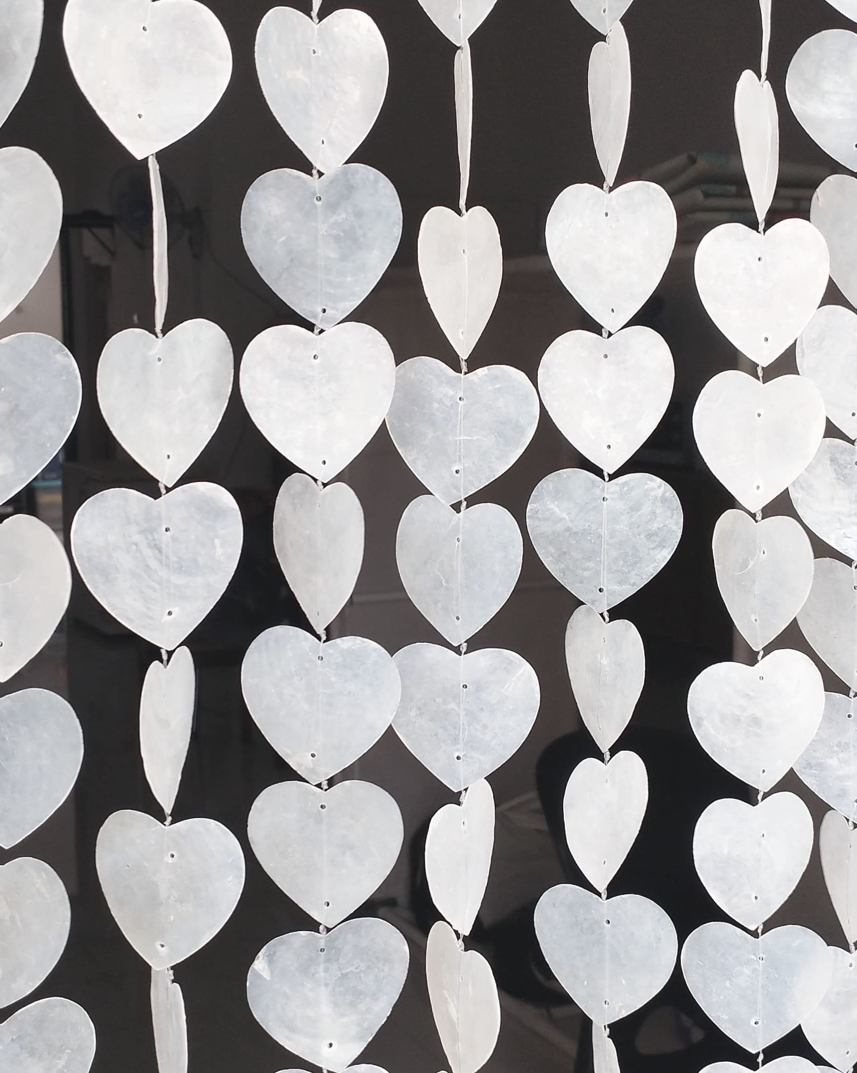 HEART Customized Boho Capiz Shells Doorway Curtain, Beaded Shells ...