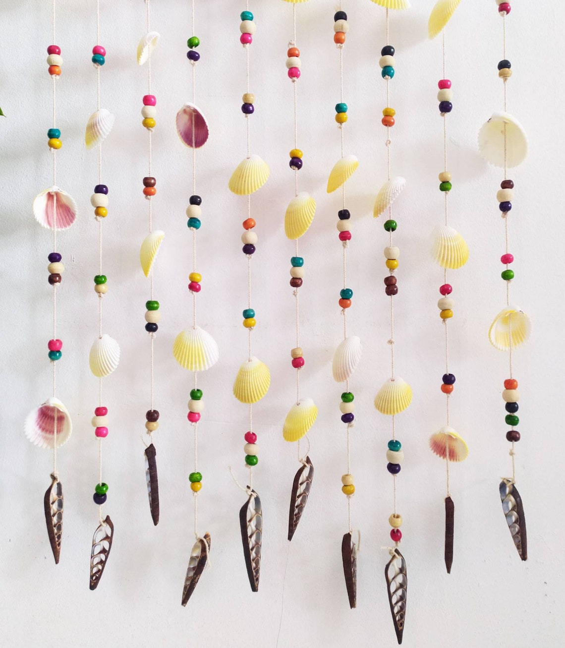 Sea Shells Beaded Door Curtain, Sea Shell Garland, Boho Summer Shells ...
