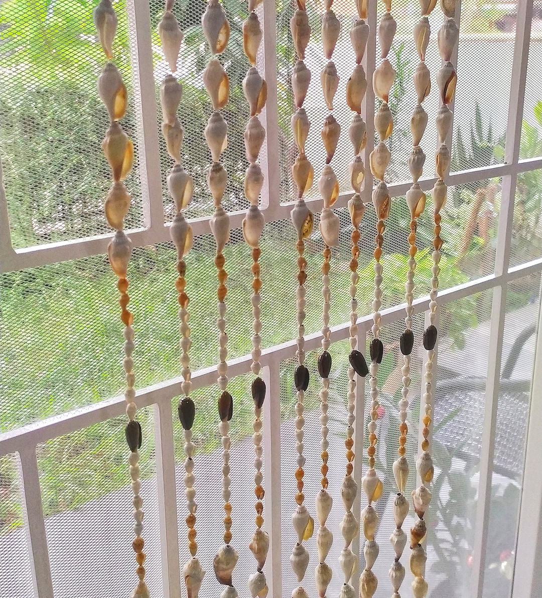 Boho Sea Shell Door Curtain, Beaded Sea Shell Curtain Doorway, Sea ...