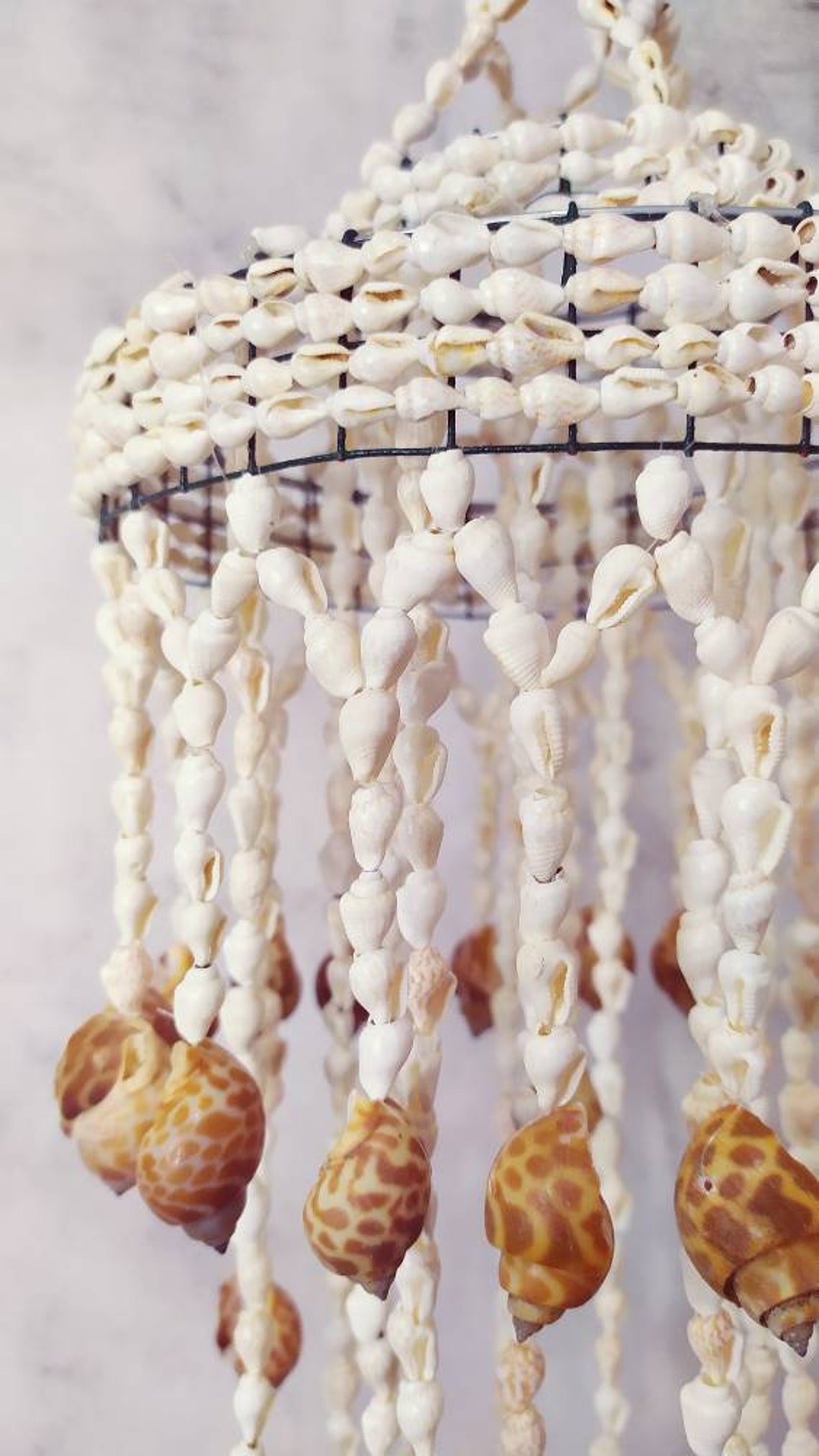 Vintage Boho Shell Chandelier, Vintage Sea Shells Mobile, Boho Shells ...