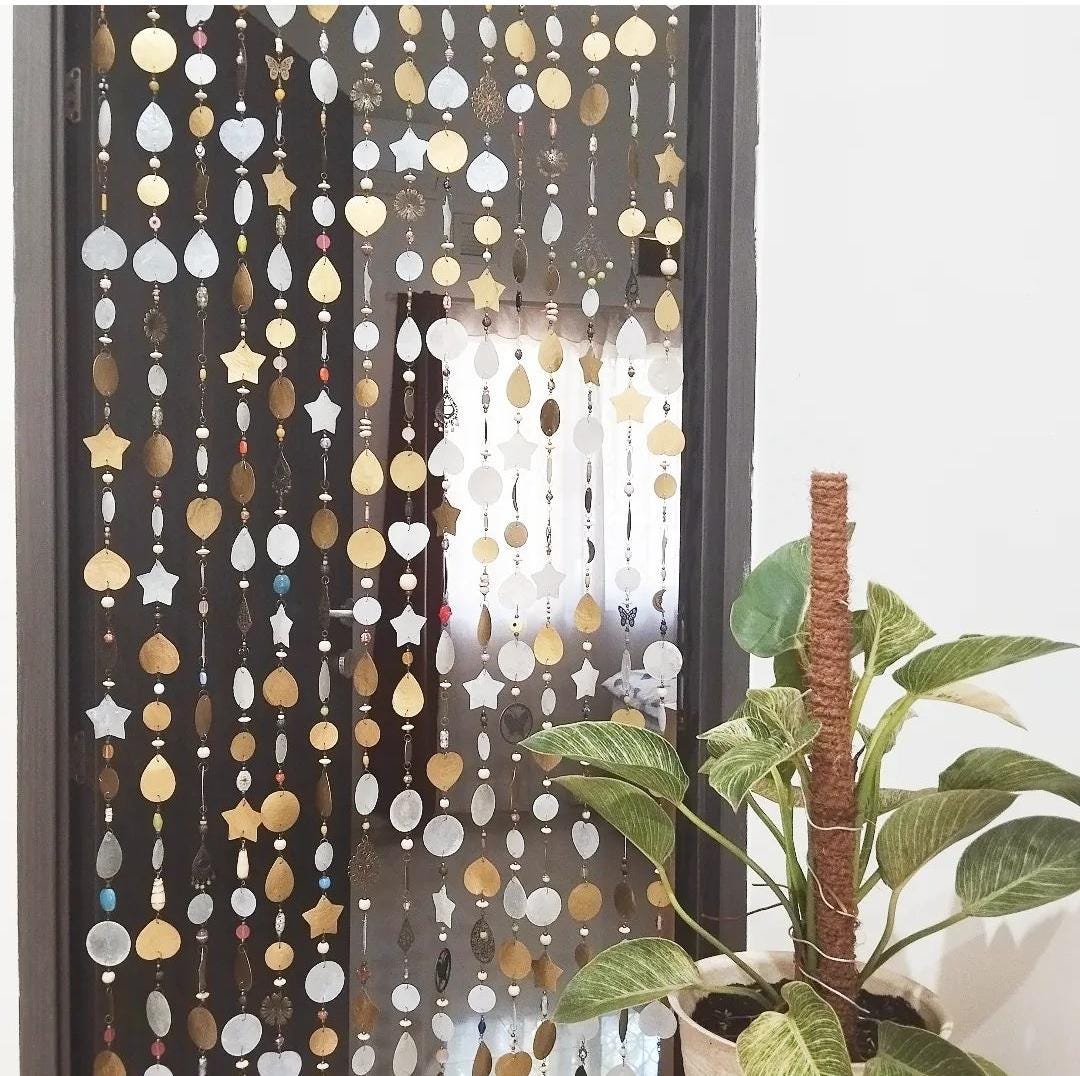 Capiz Shells & Recycled Lampwork Glass Beads Curtain Strings, Beaded ...