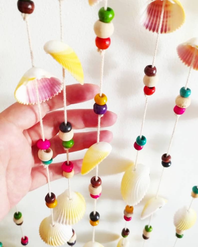 Sea Shells Beaded Door Curtain, Sea Shell Garland, Boho Summer Shells ...