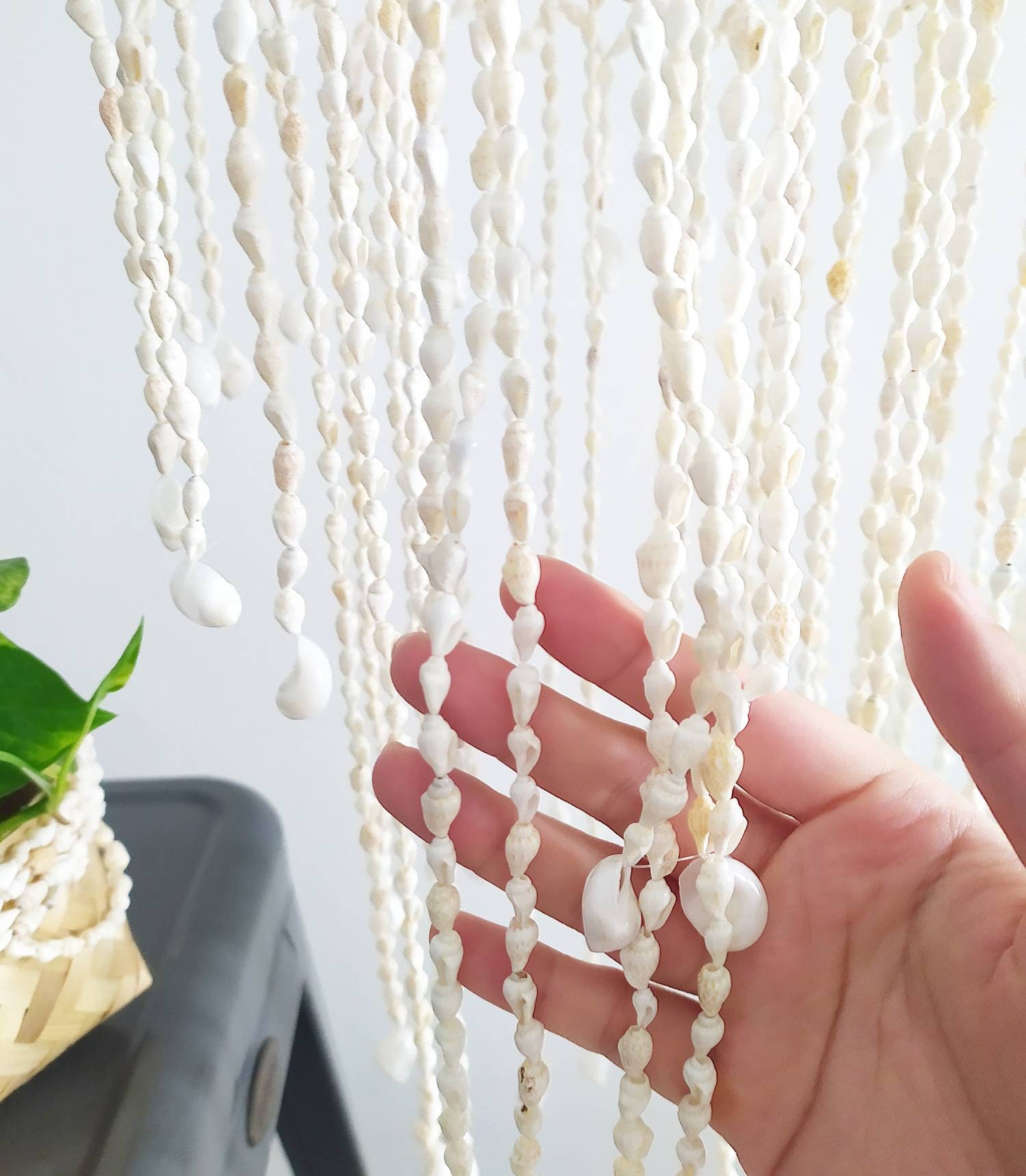 White Sea Shells Mobile, Sea Shell Chandelier, Boho Sea Shell Windchime ...