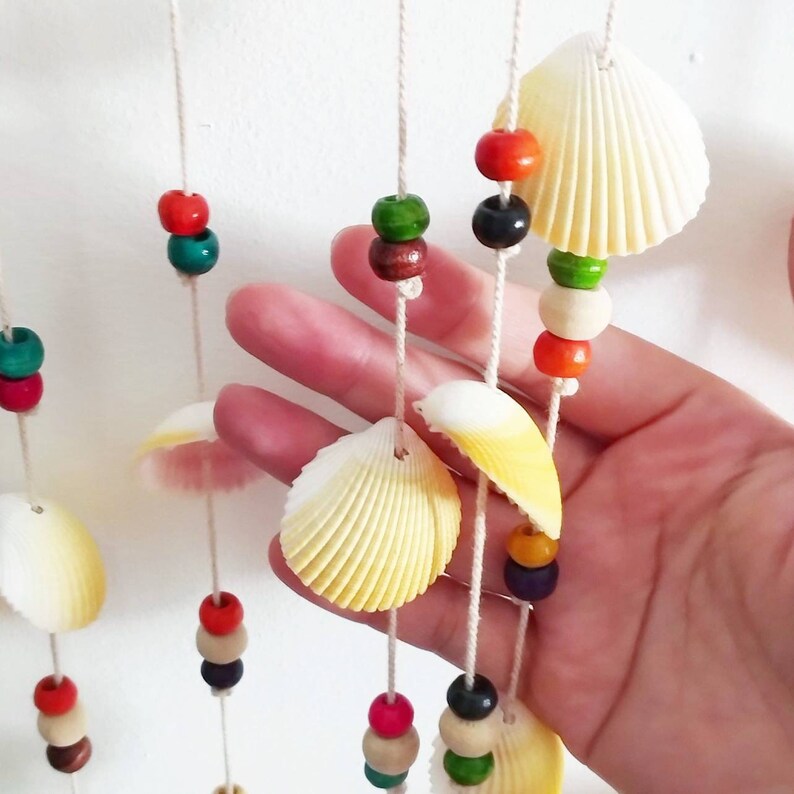 Sea Shells Beaded Door Curtain, Sea Shell Garland, Boho Summer Shells ...