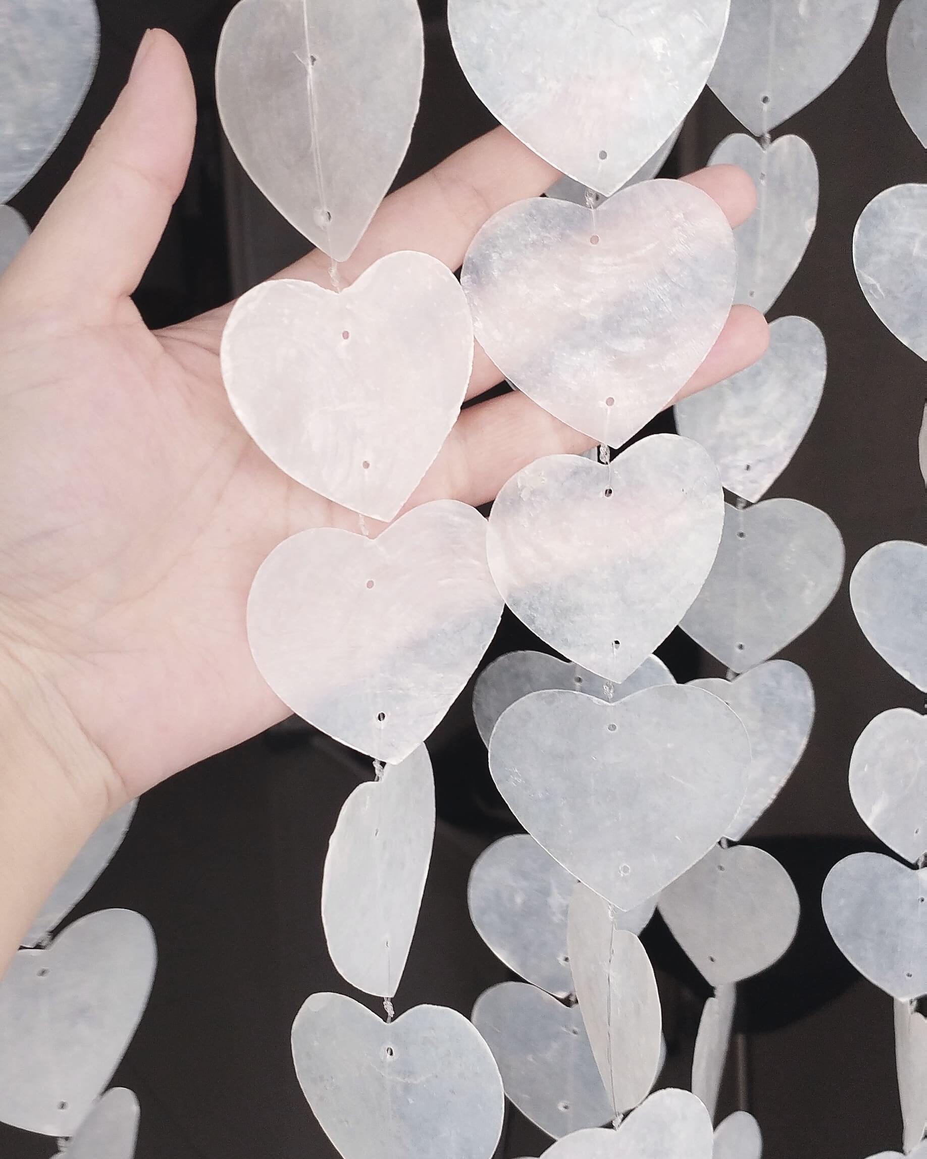 HEART Customized Boho Capiz Shells Doorway Curtain, Beaded Shells ...