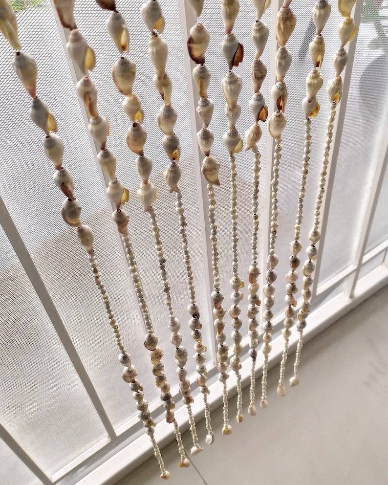 Boho Sea Shell Door Curtain, Beaded Sea Shell Curtain Doorway, Sea ...