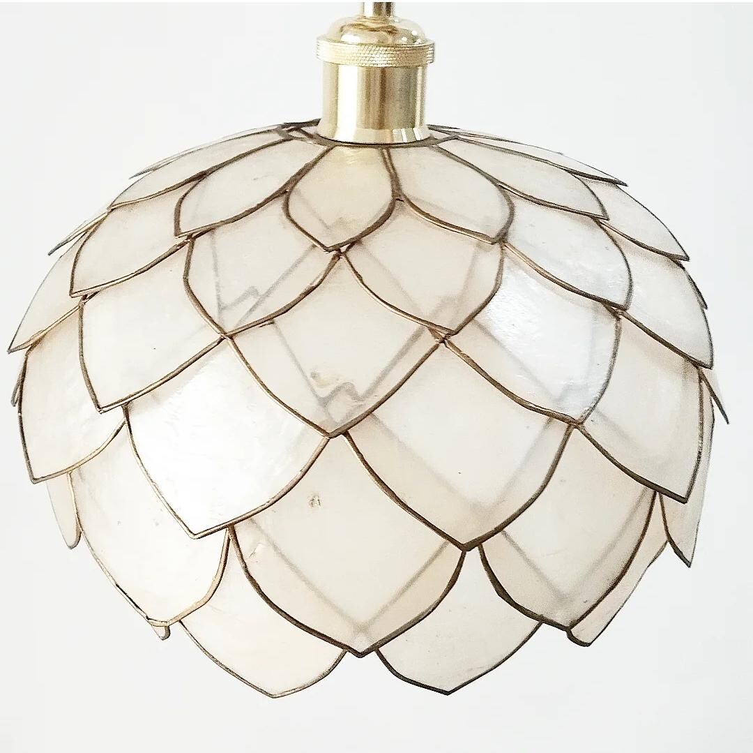 Capiz Shell Hanging Lamp Shade, Living Room and Dining Table Pendant ...